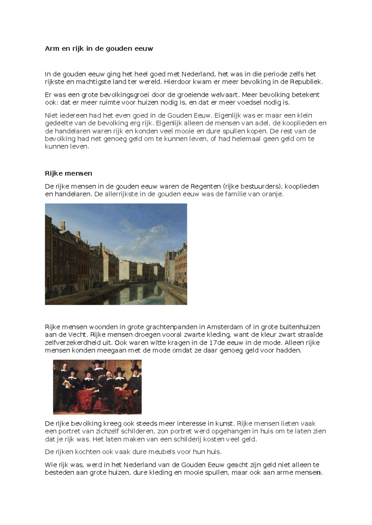 Arm en Rijk in de Gouden Eeuw: Een Analyse van Ongelijkheid - Studeersnel