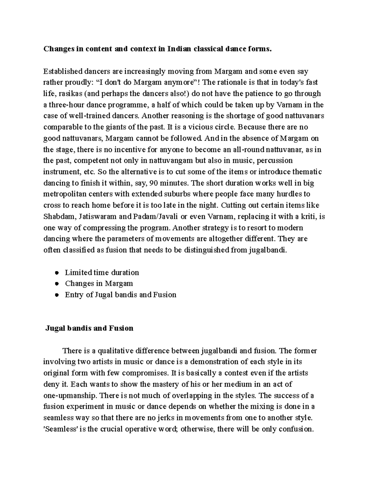 The Evolution of Indian Classical Dance: Fusion and Margam Changes ...