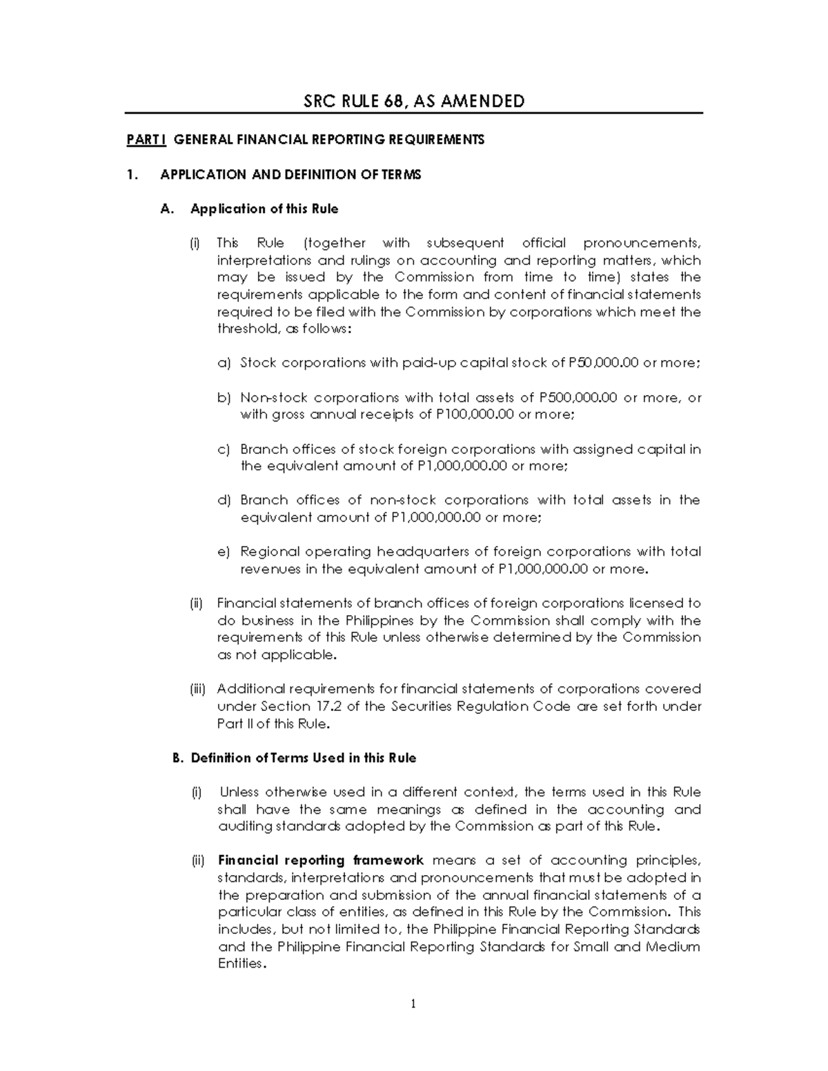 SRC Rule 68: Financial Reporting Requirements & Definitions Explained ...