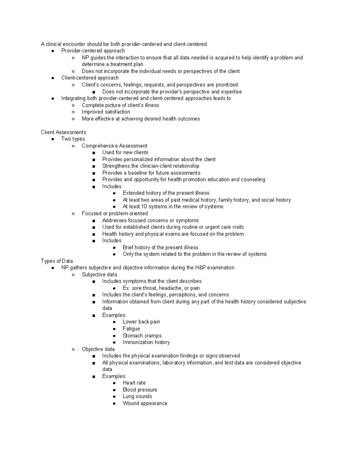 NP Clinical Encounter Guide: Comprehensive & Focused Assessments - Studocu