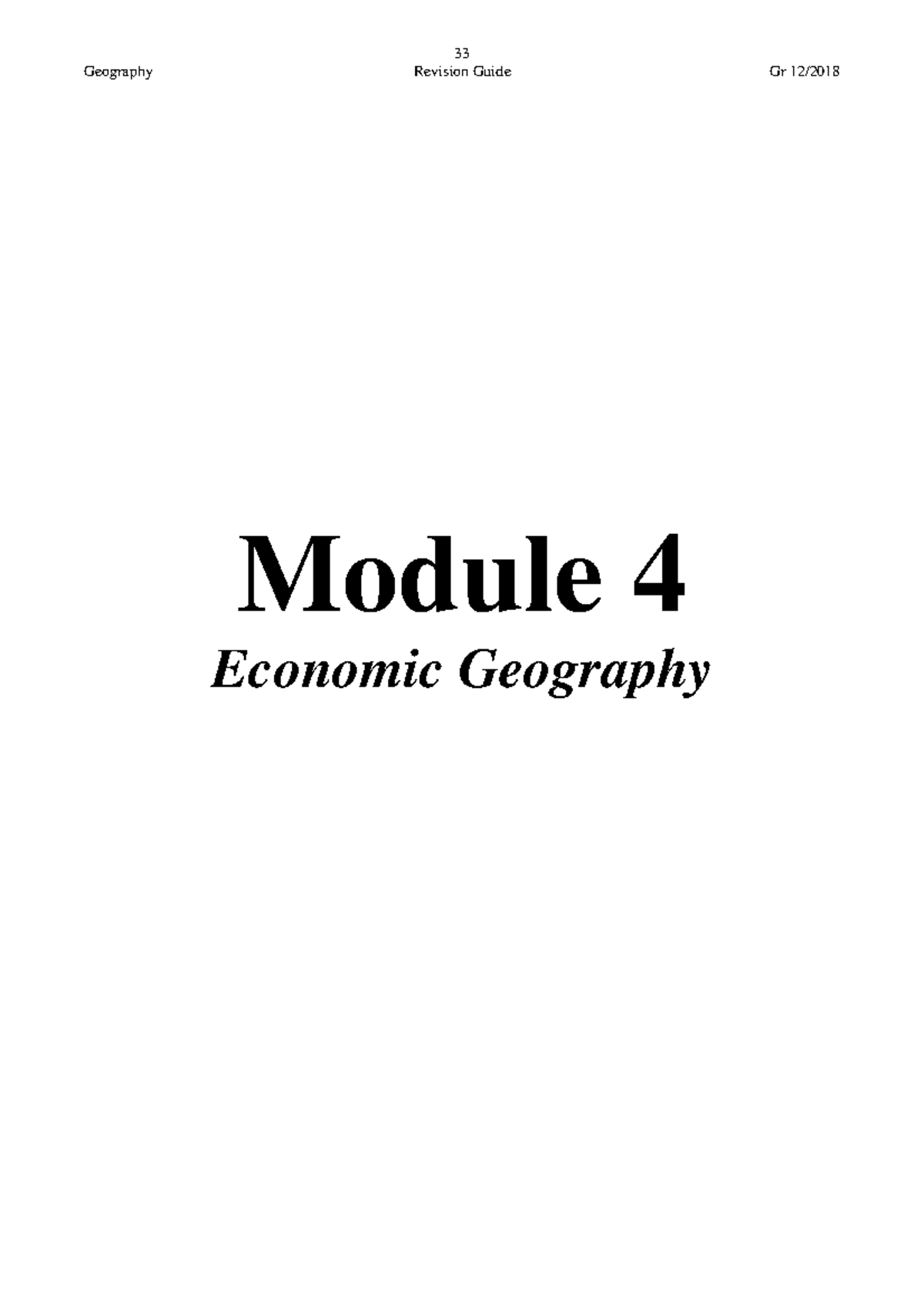 Economic Geography Study Notes - Gr 12 Revision Guide - Studocu