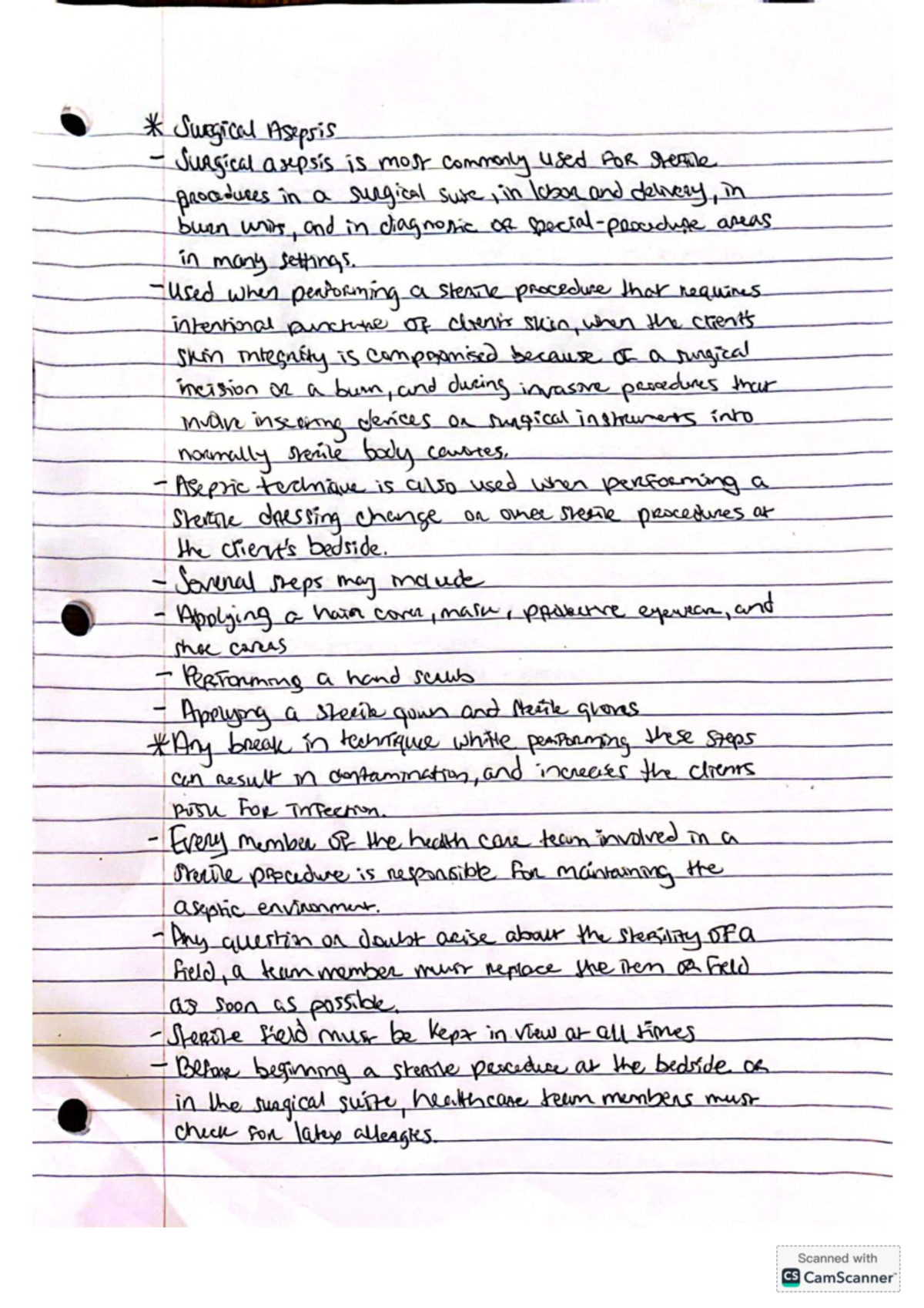 Surgical Asepsis Notes for CS Course: Key Techniques and Procedures ...