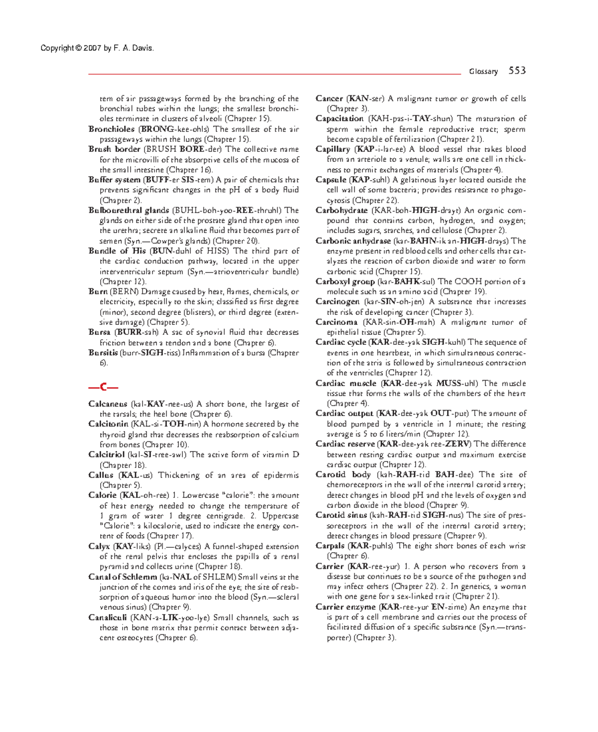 Anaphy 16 - Textbook by Valerie Scanlon and Tina Sanders - Glossary 553 ...