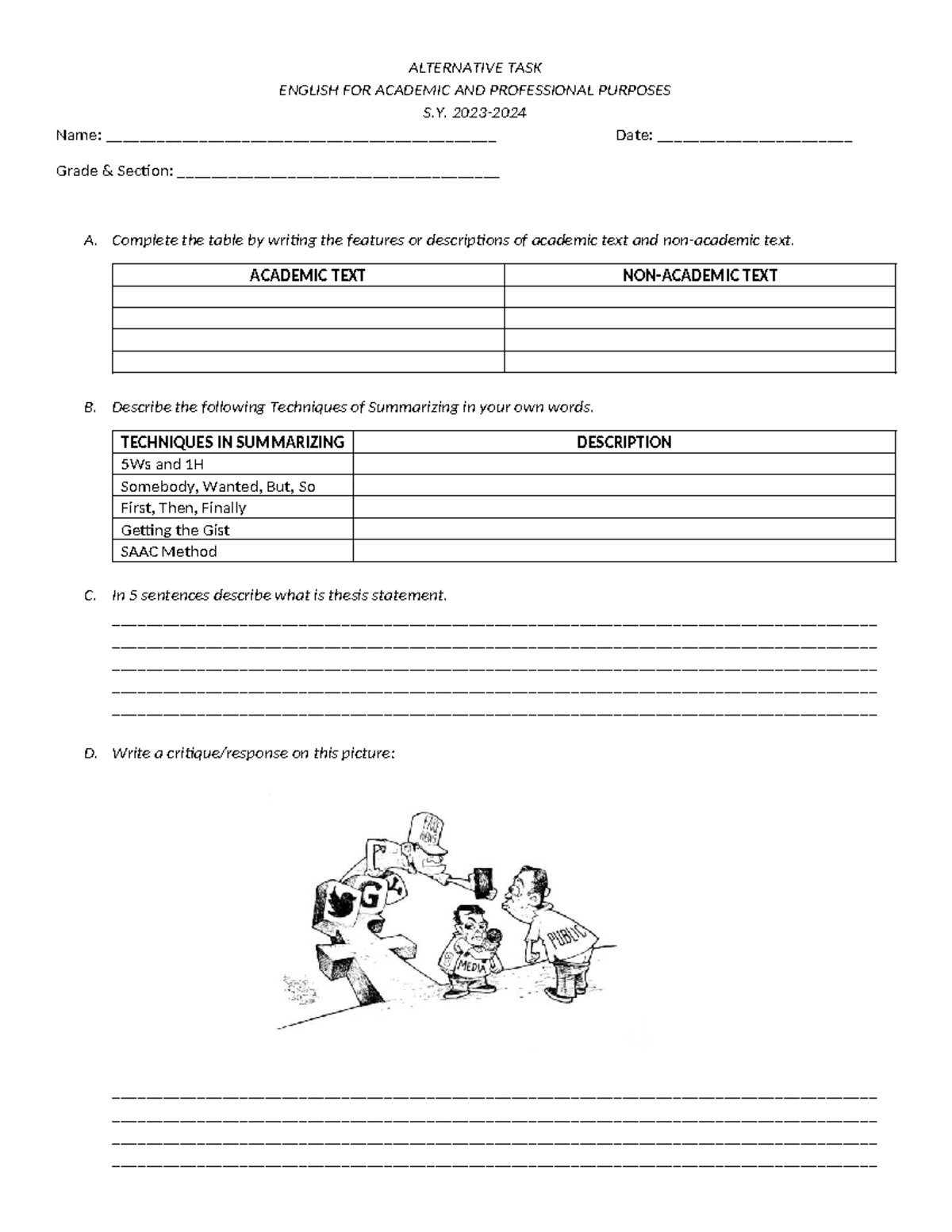 Alternative TASK - Task-based module - ALTERNATIVE TASK ENGLISH FOR ...