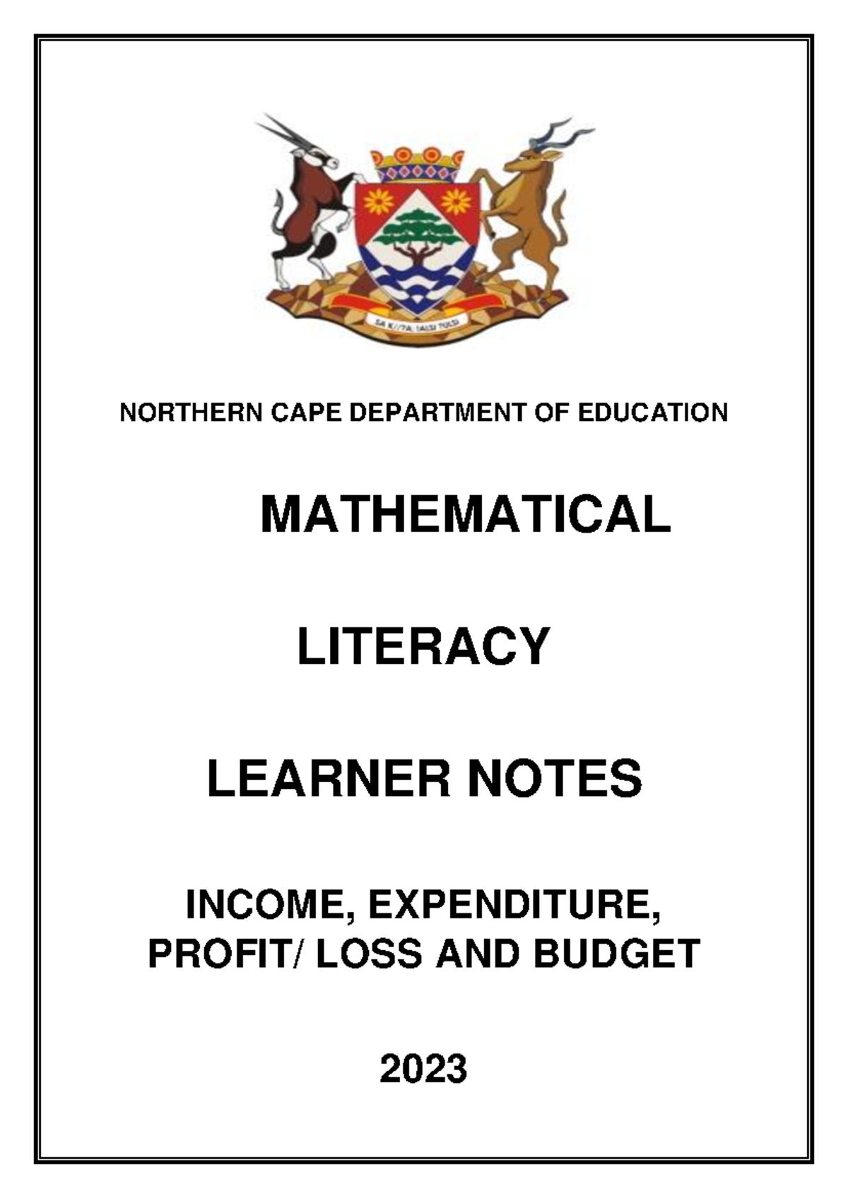 Income, Expenditure, Profit & Budget - Math Literacy Notes - Studocu