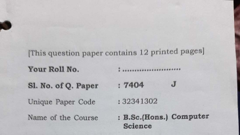 B.Sc. (Hons.) Computer Science - Operating Systems Question Paper 7404 - Studocu