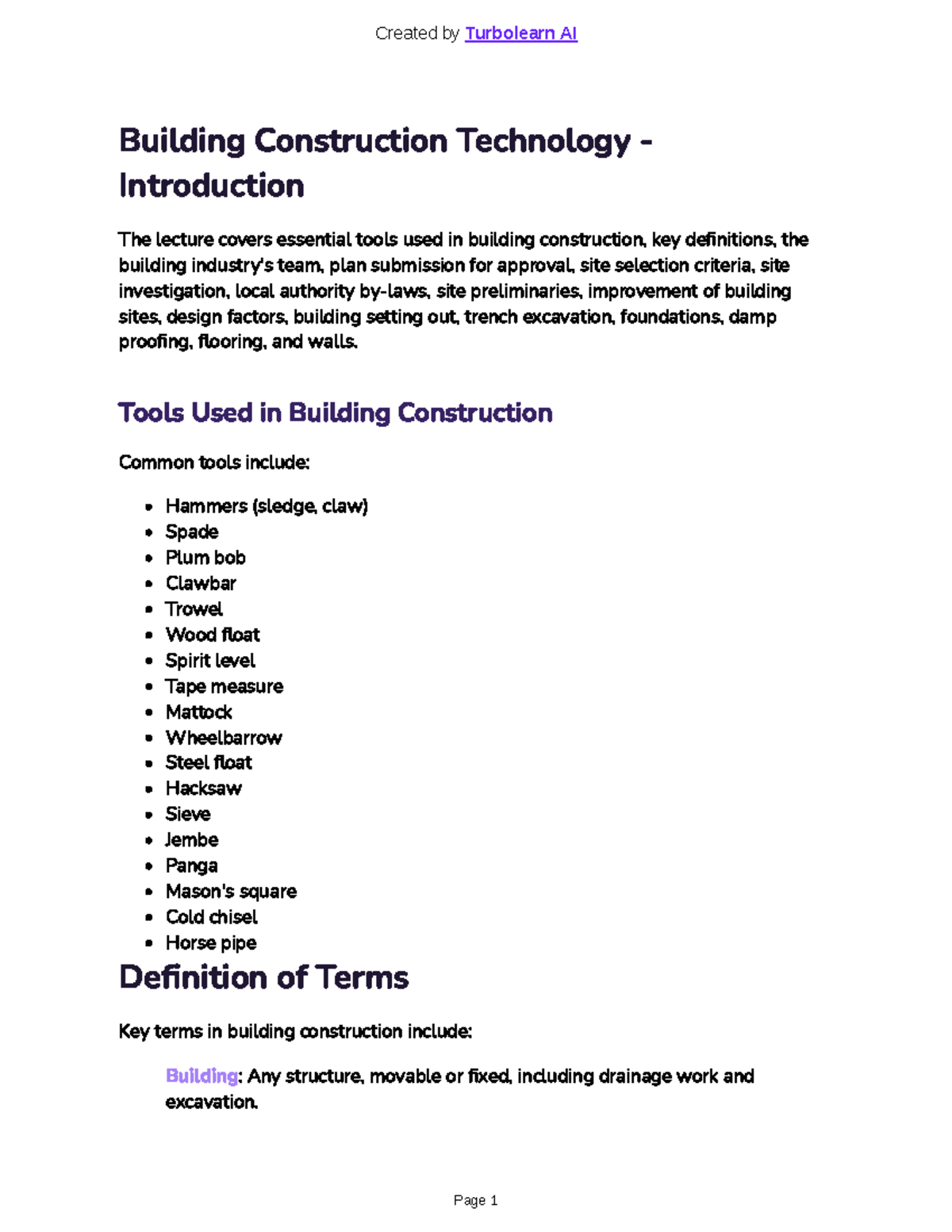 Building Construction Technology: Tools, Practices, and Guidelines ...