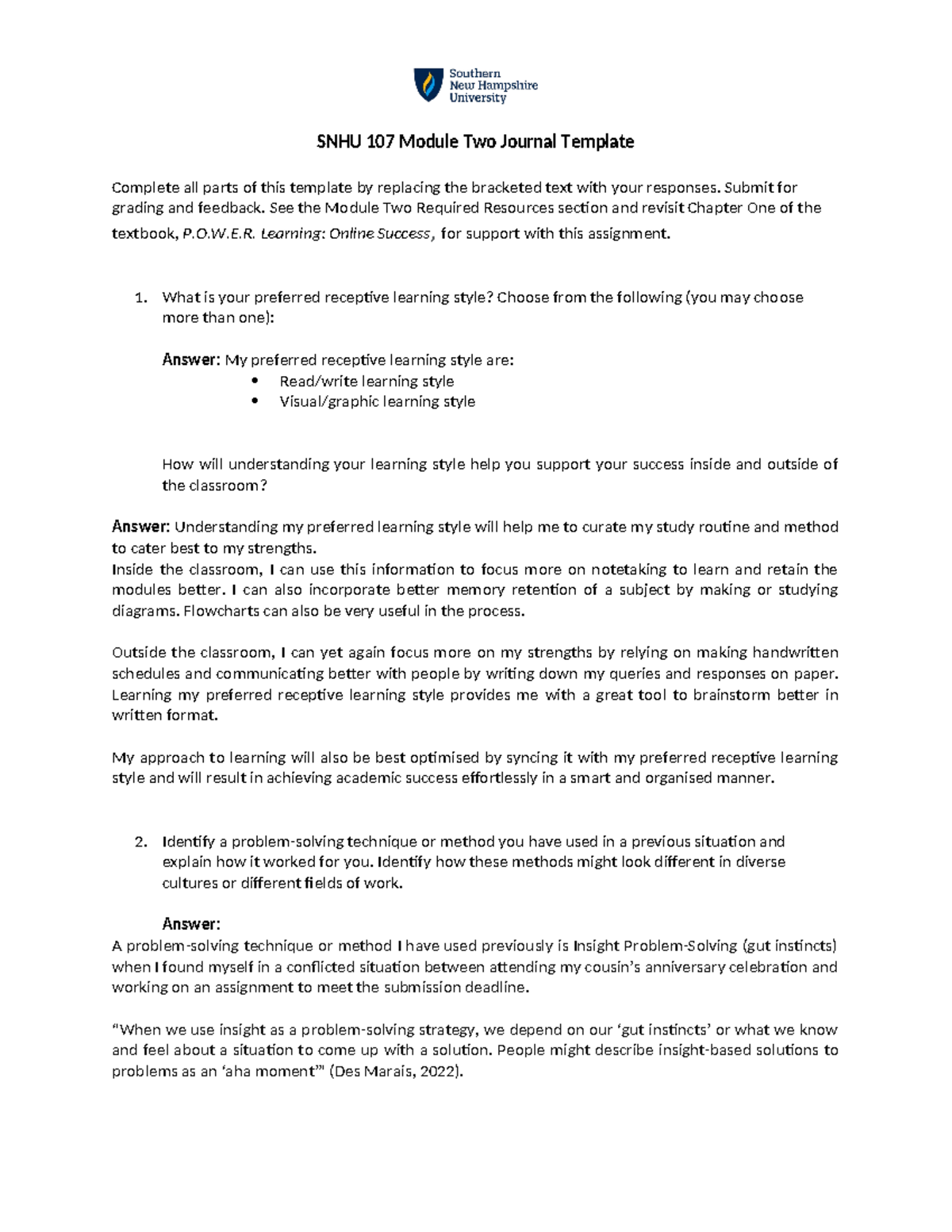 SNHU 107 Module Two Journal Finished - SNHU 107 Module Two Journal ...