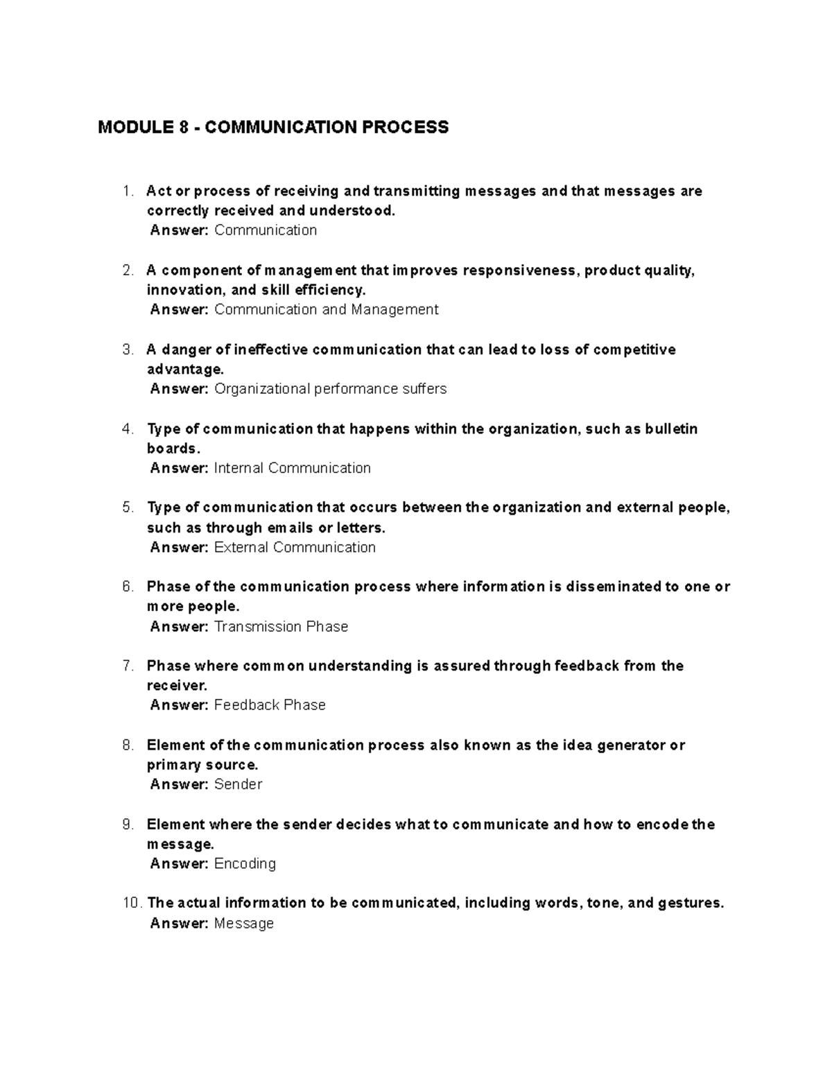 MODULE 8: COMMUNICATION PROCESS & LAB MANAGEMENT OVERVIEW - Studocu