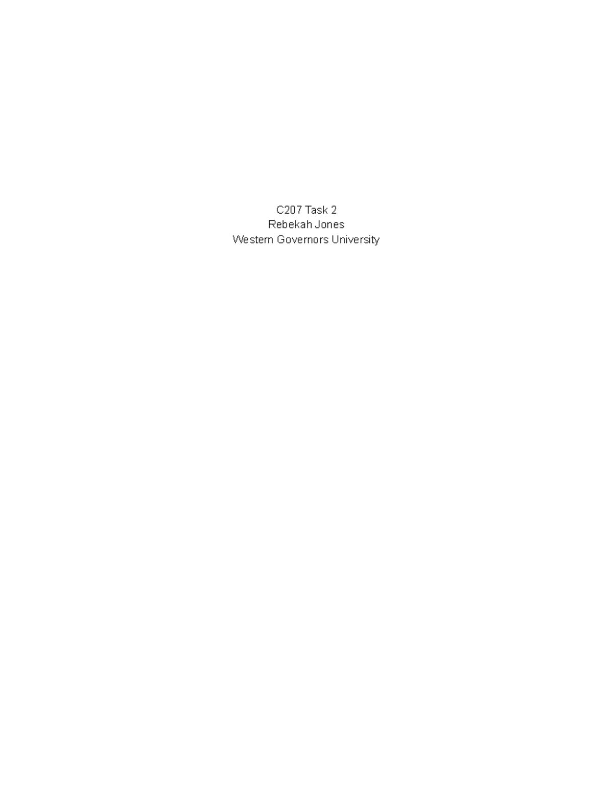 C207 Task 2 - C207 Task 2 - Pass - C207 Task 2 Rebekah Jones Western ...