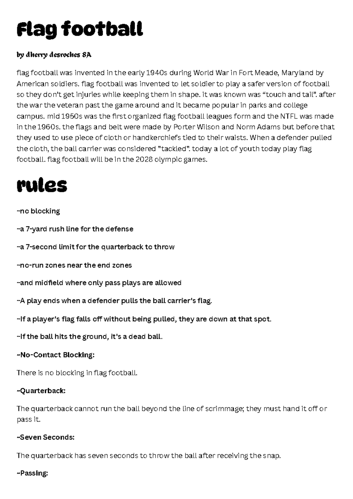 Rules About Flag Football