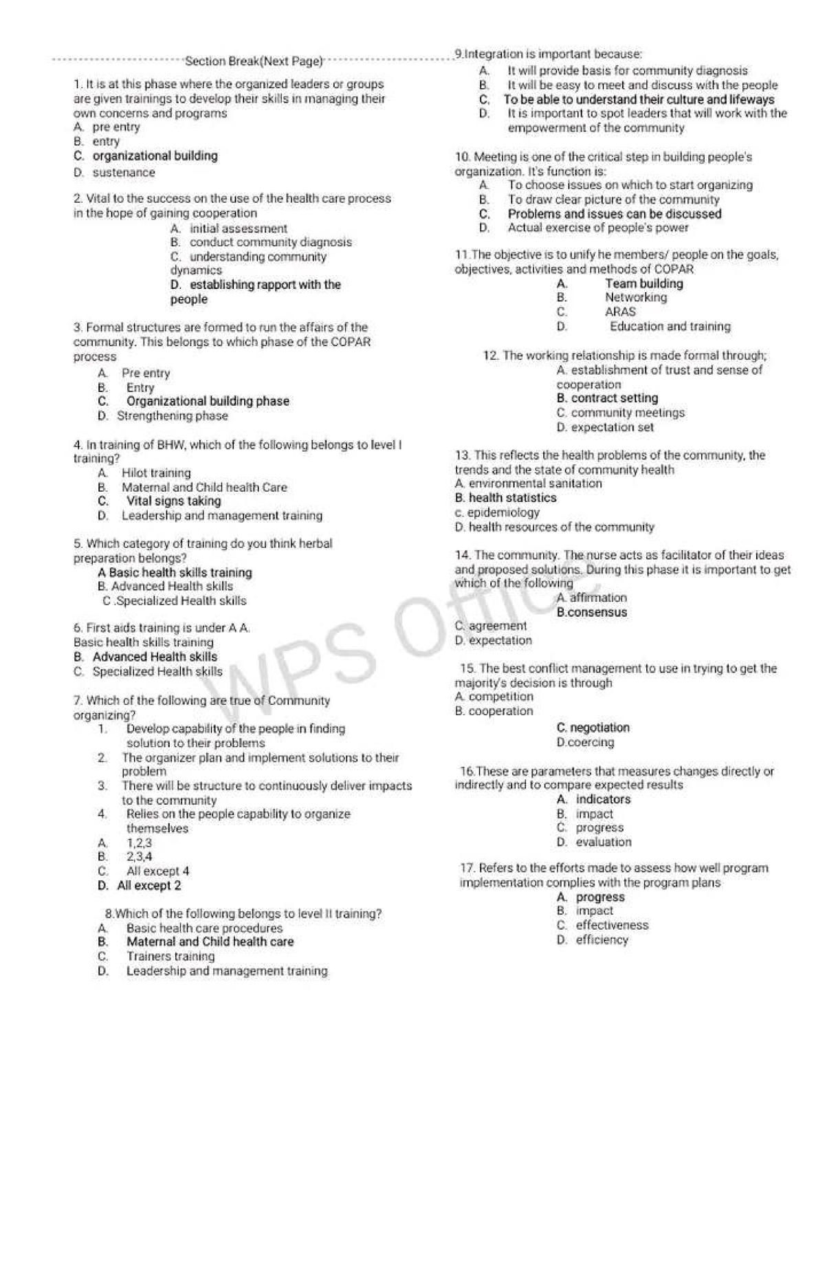 NP 1 300 Items - Community Nursing Exam Review Notes - Studocu