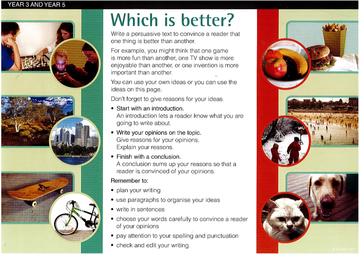 YEAR 3 vs YEAR 5: A Persuasive Writing Guide (2017 NAPLAN) - Studocu