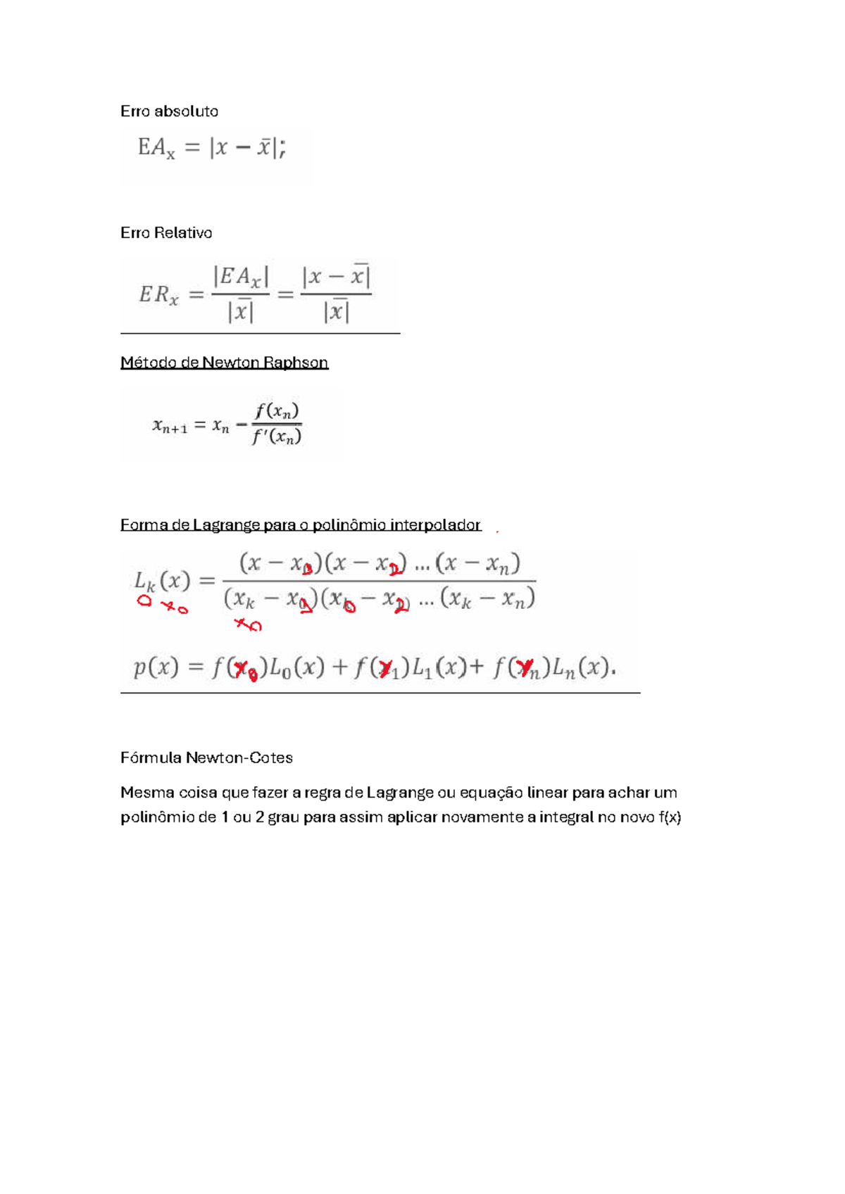 Formulas - Fórmulas - Métodos matemáticos - Erro absoluto Erro Relativo ...