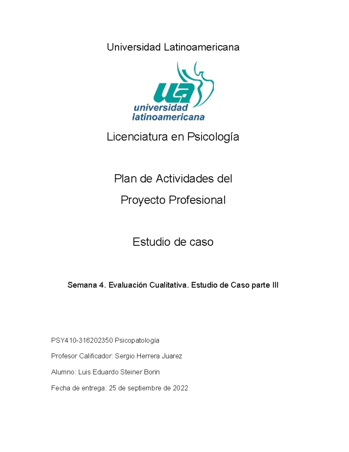 PP RF Estudio de Caso: Psicodiagnóstico de Carmen en PSY410-316202350 ...