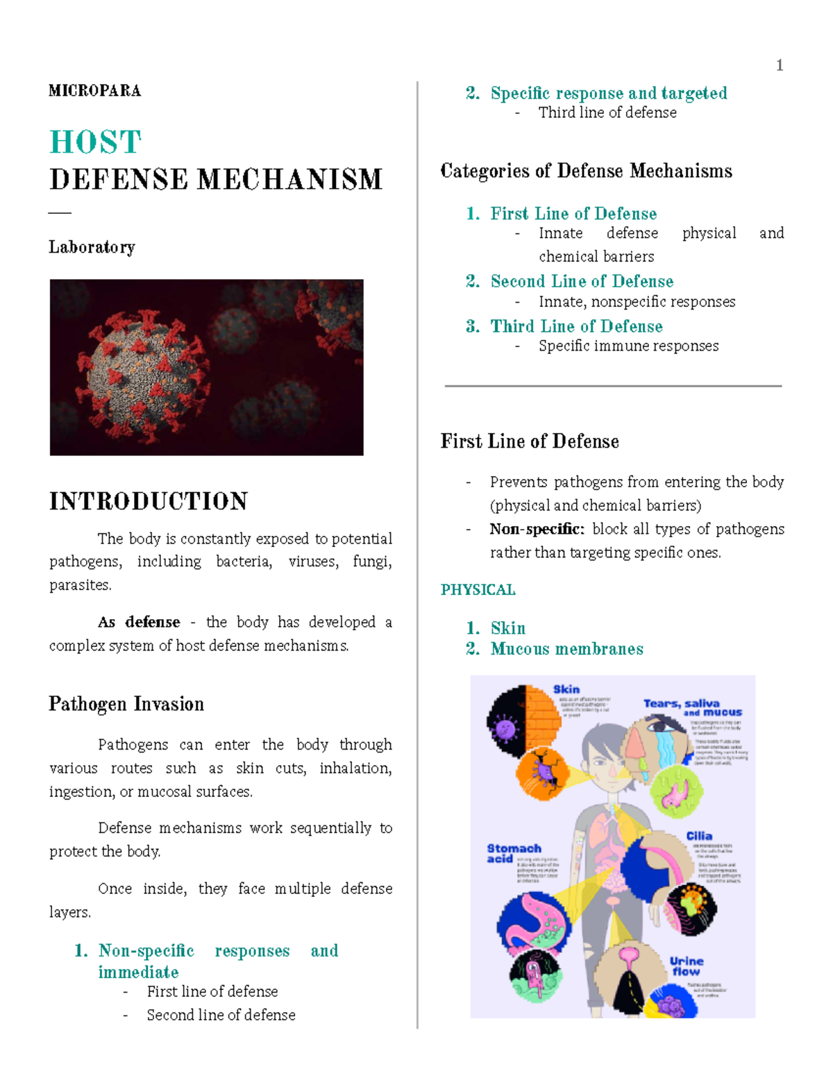 Anatomy and Physiology - MICROPARA HOST DEFENSE MECHANISM ...