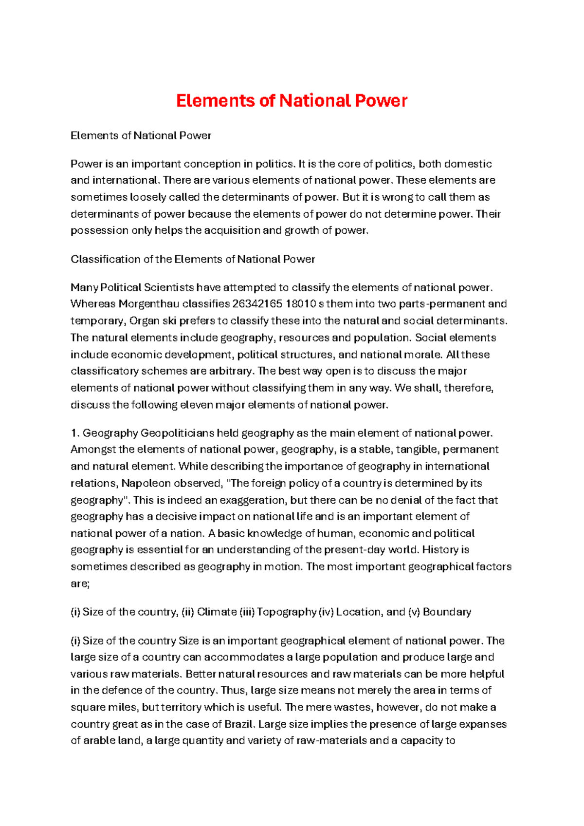 National Power Elements: A Comprehensive Analysis of Key Factors - Studocu