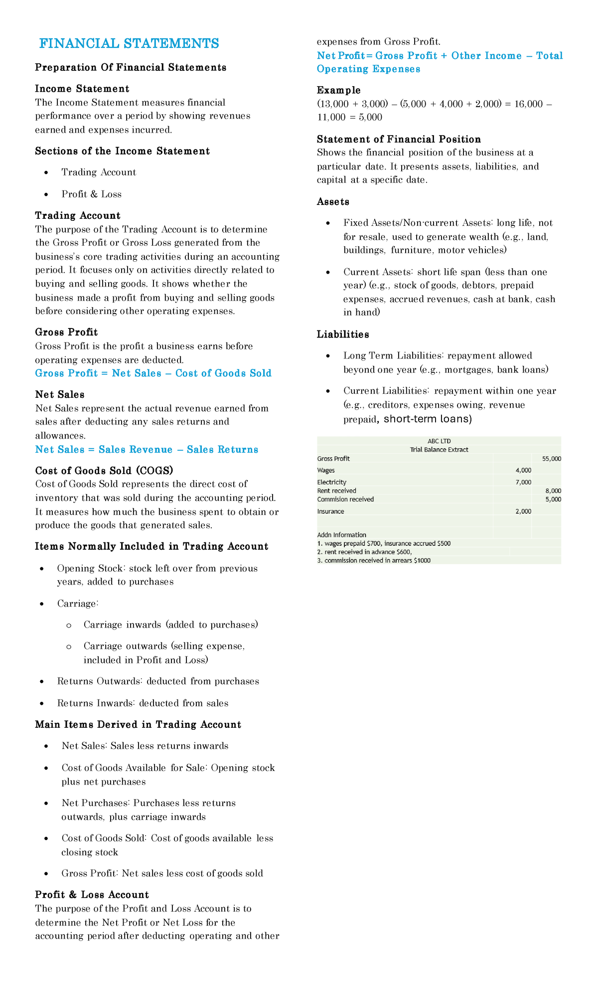 Accounting Summary: Preparation of Financial Statements (FIN 101) - Studocu