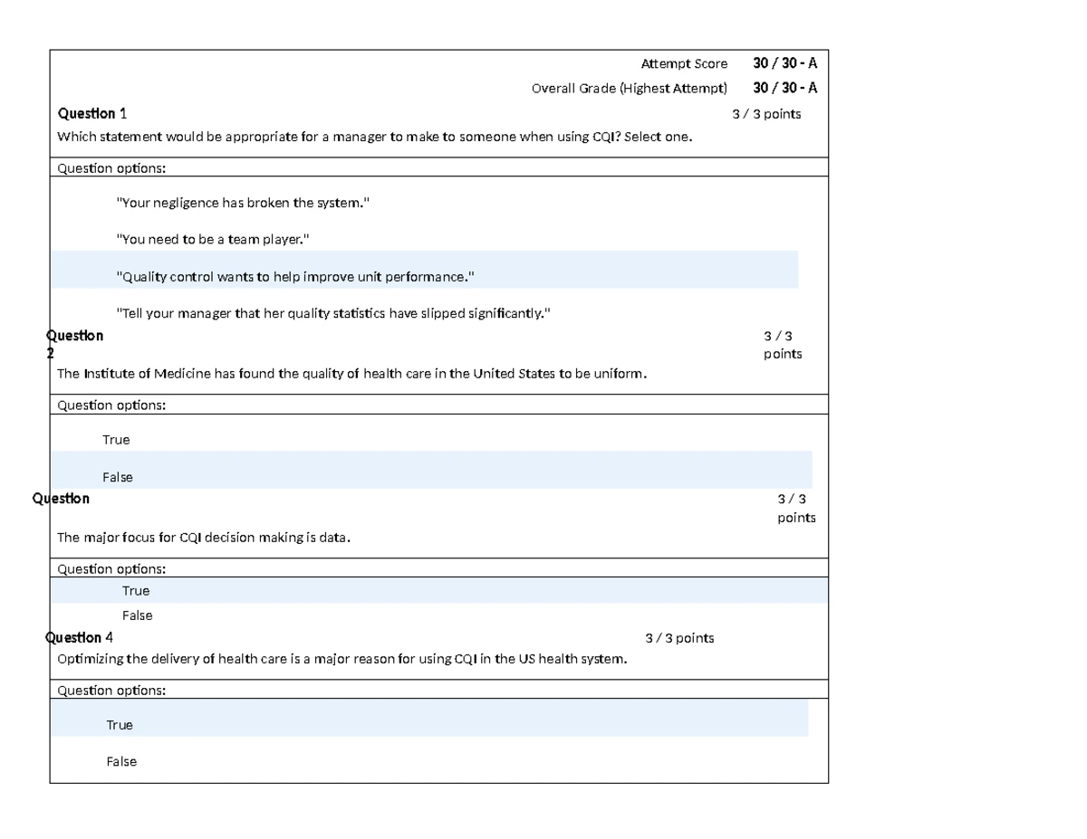 Quiz IHP 430: Insights and Answers from 3-2 Quiz Attempt - Studocu