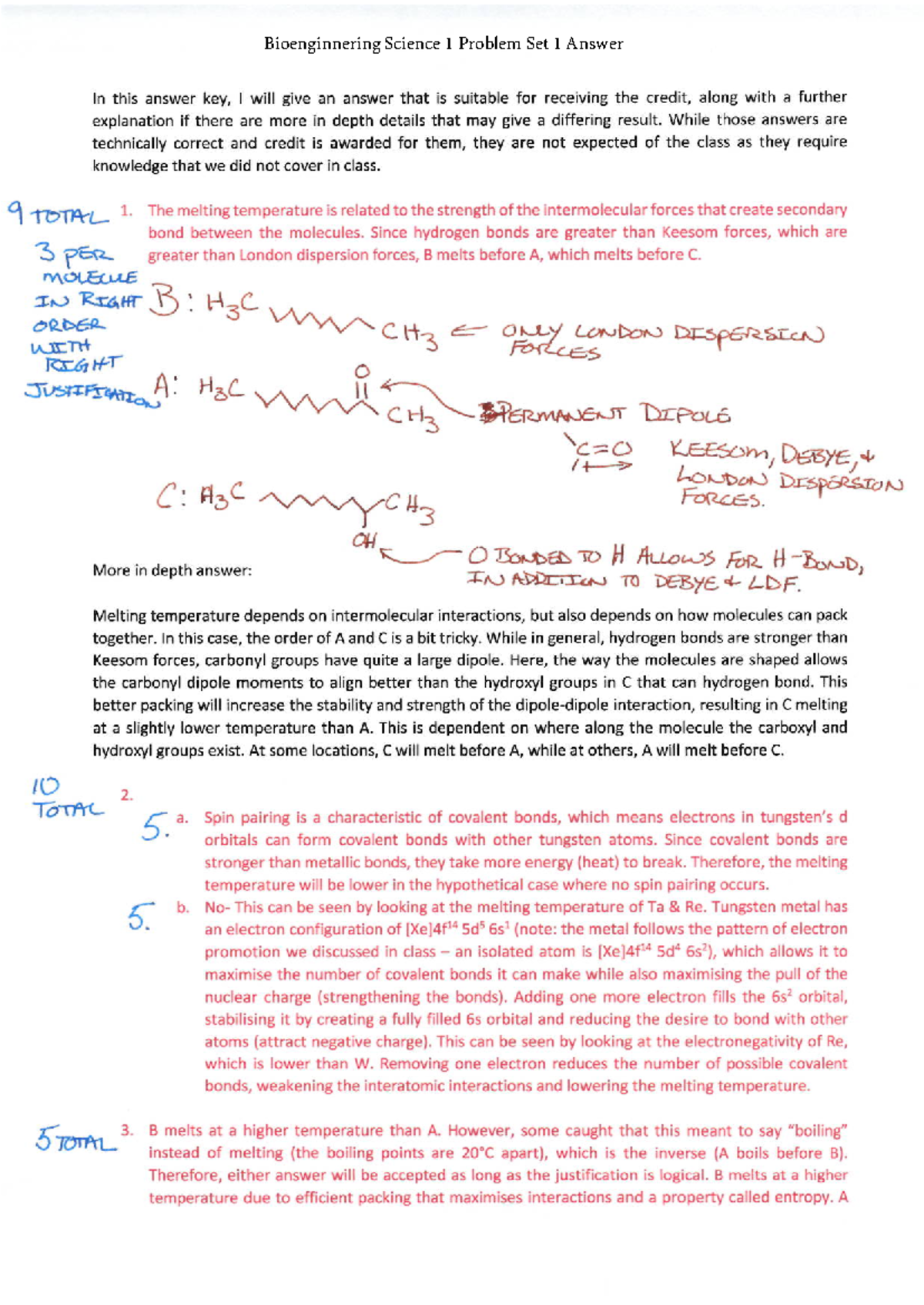 2016-BIOE50001 Problem Set 1 Answer Key for Bioengineering Science ...