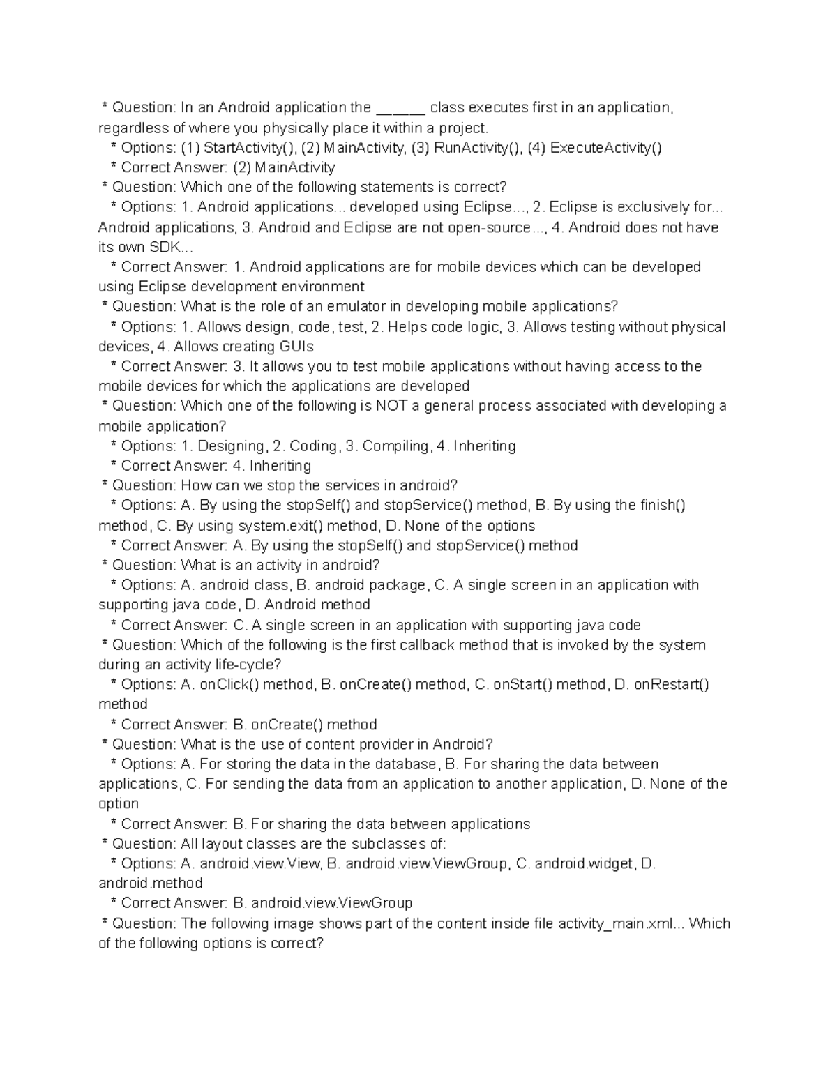 Ict2612 MCQs: Android Development Concepts - Part 3 - Studocu