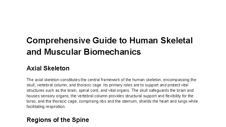 Comprehensive Guide to Human Skeletal & Muscular Biomechanics (BIO 101 ...