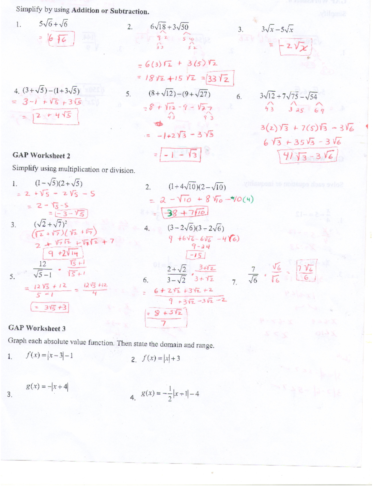 Algebra 2 HW 5 - Assignment Answers & Simplifications Guide - Studocu