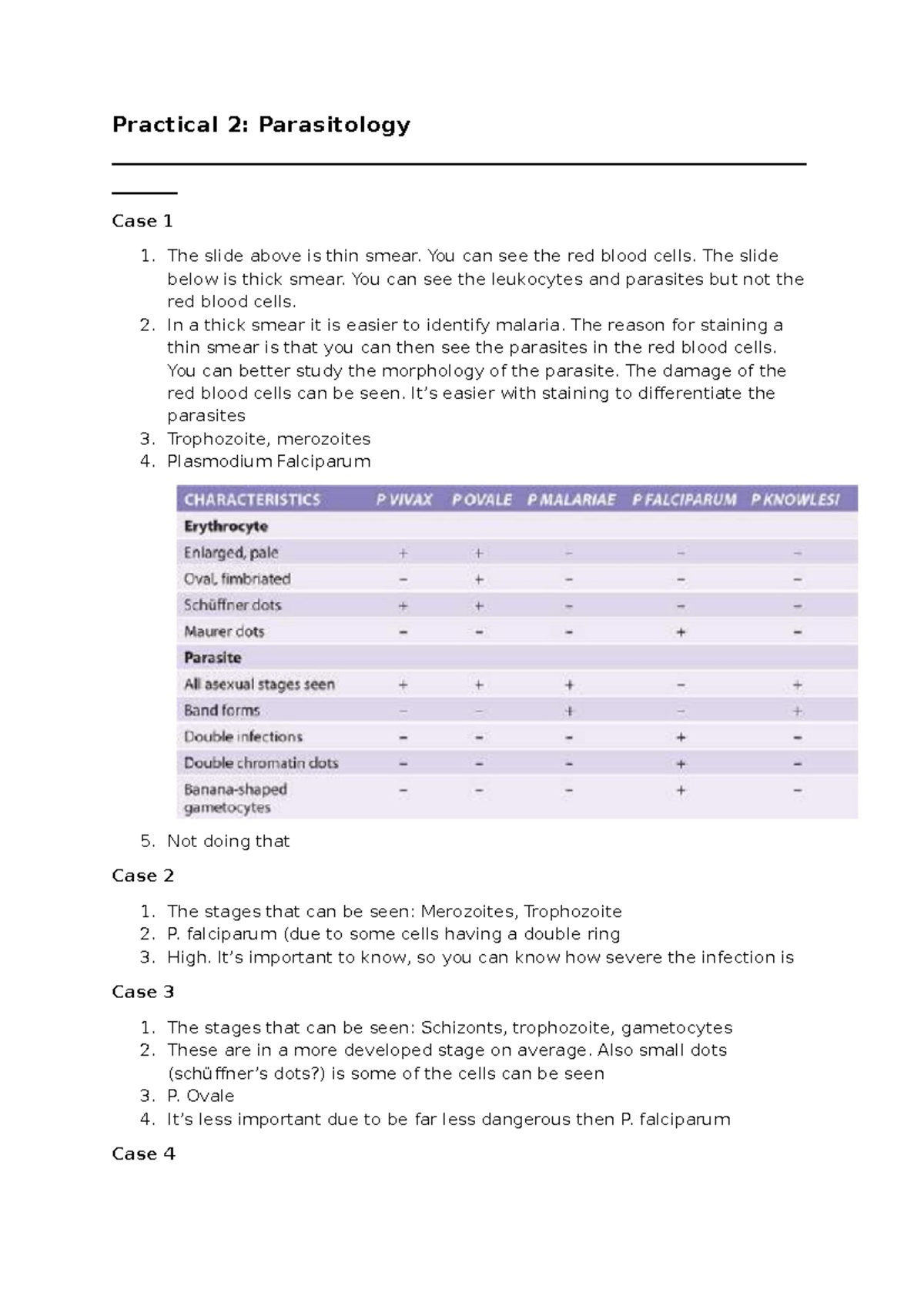 Practical 2: Parasitology Case Study Notes (PARA101) - Studeersnel