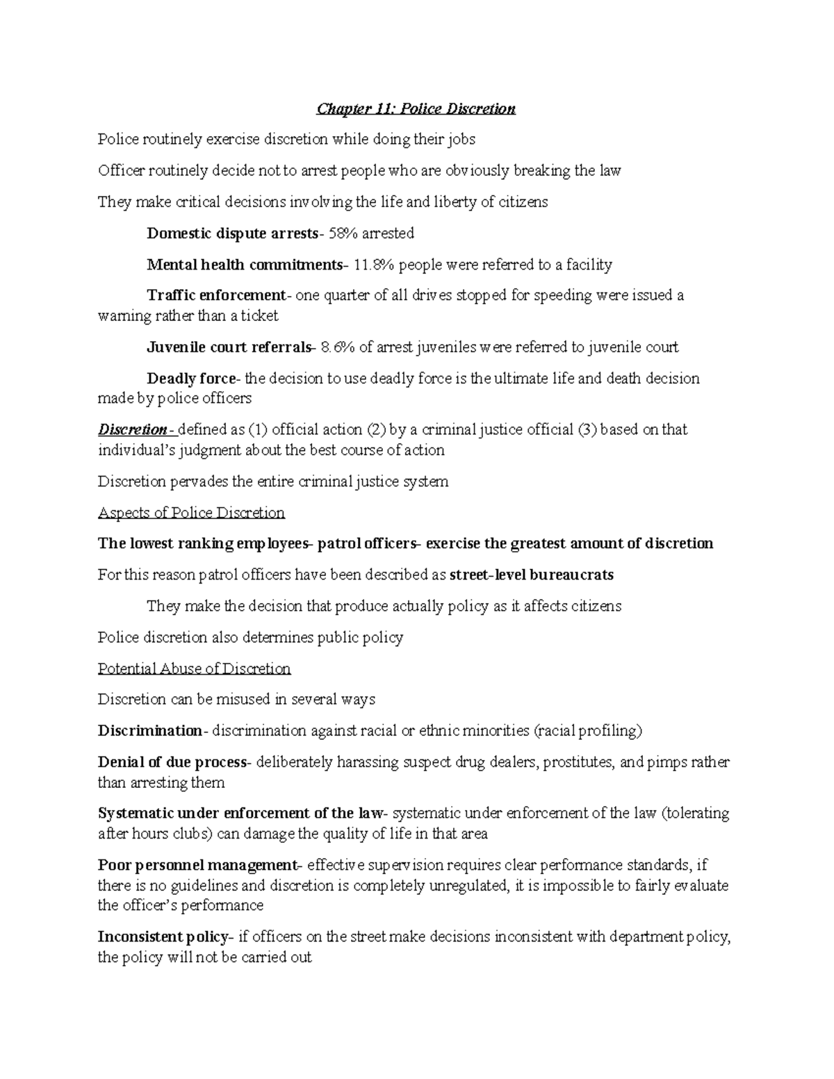 Chapter 11 Police Discretion - Chapter 11: Police Discretion Police ...