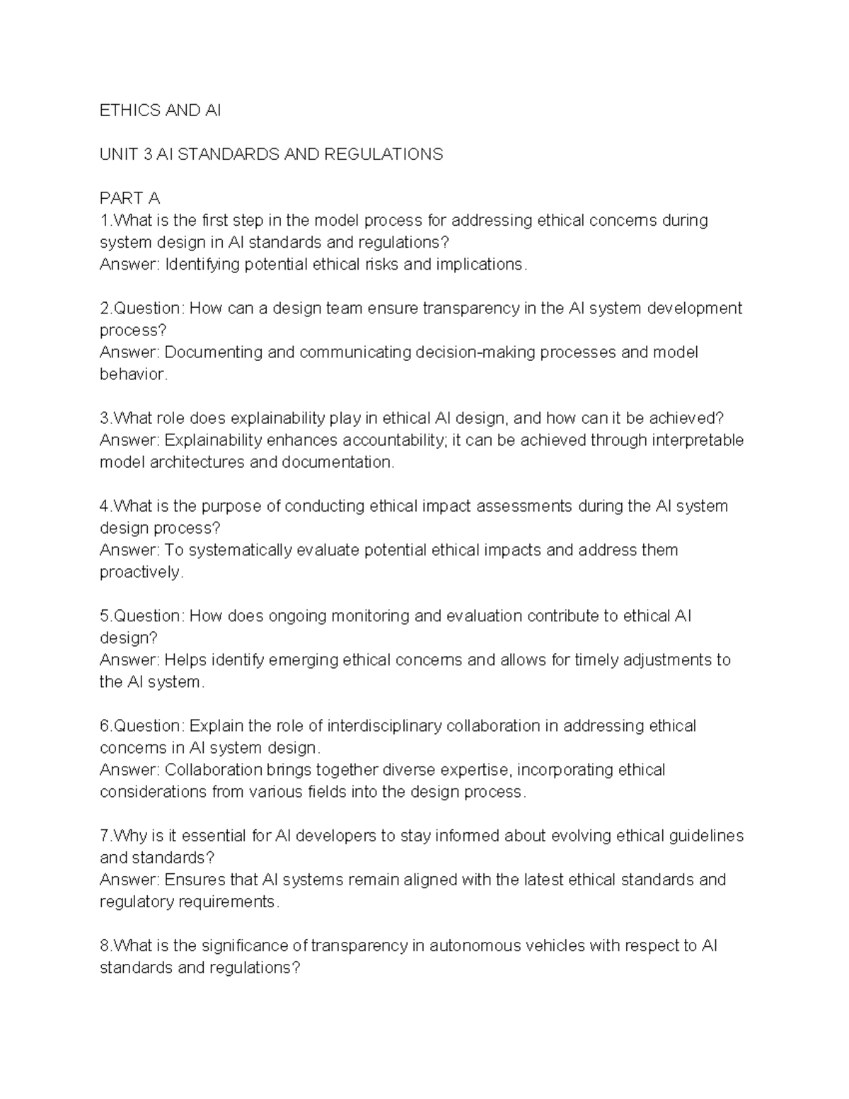 ETHICS AND AI UNIT 3: STANDARDS & REGULATIONS OVERVIEW - Studocu