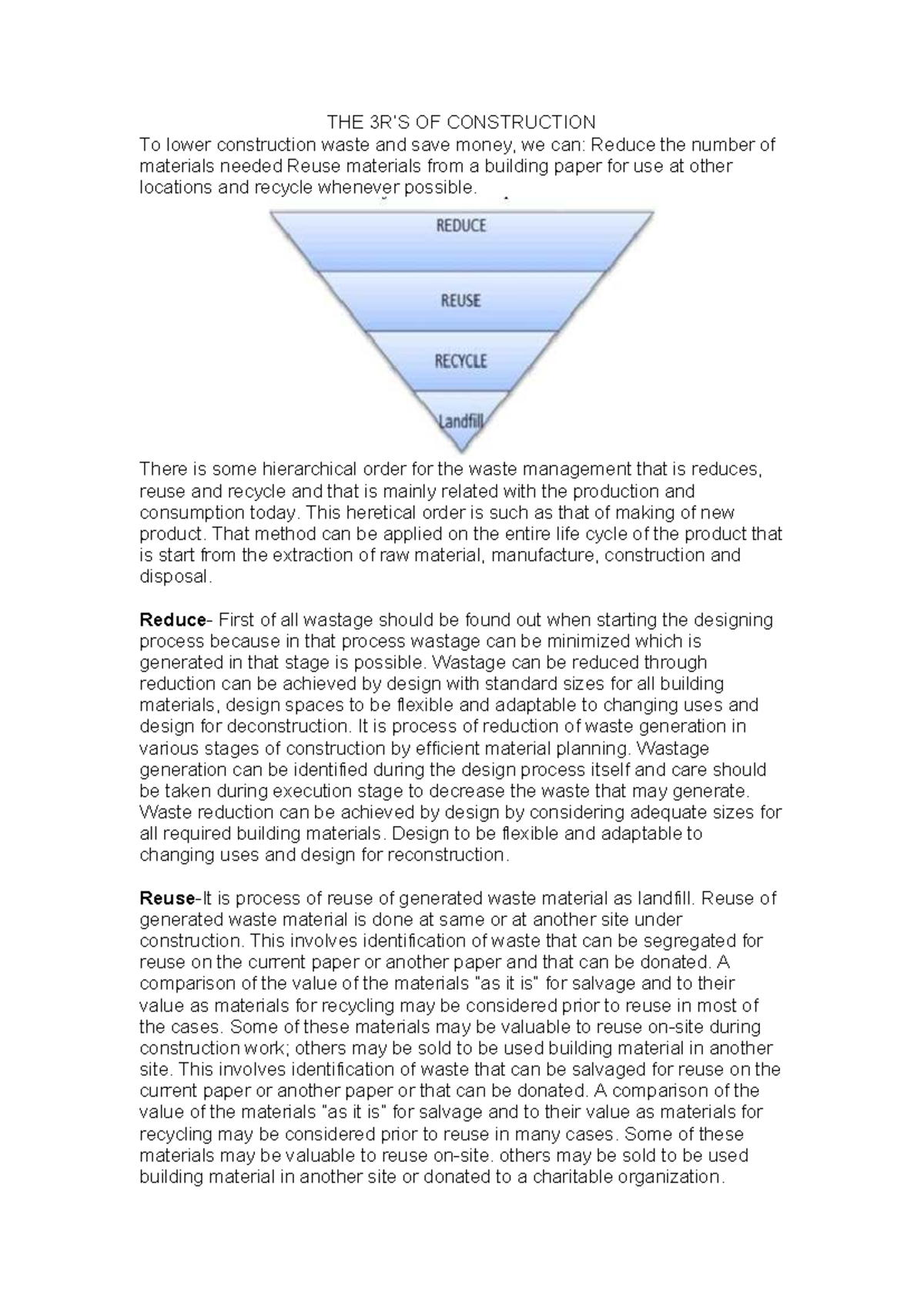 The 3R Approach to Waste Management in Construction - FAF - Studocu