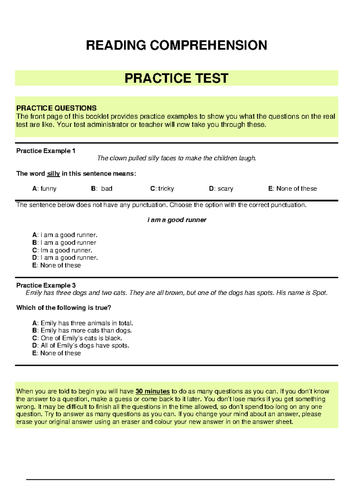 Reading Comprehension Practice Test Questions and Answers - Studocu