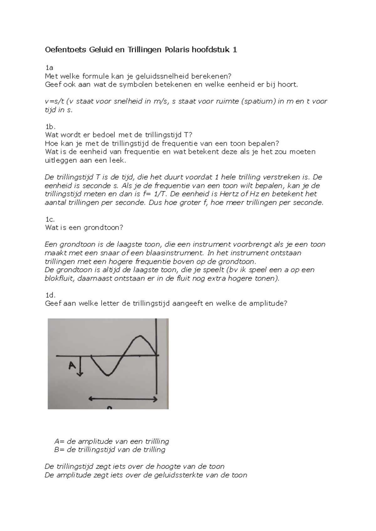 Natuurkunde samenvatting: Geluid, Frequentie en Trillingen - Studeersnel