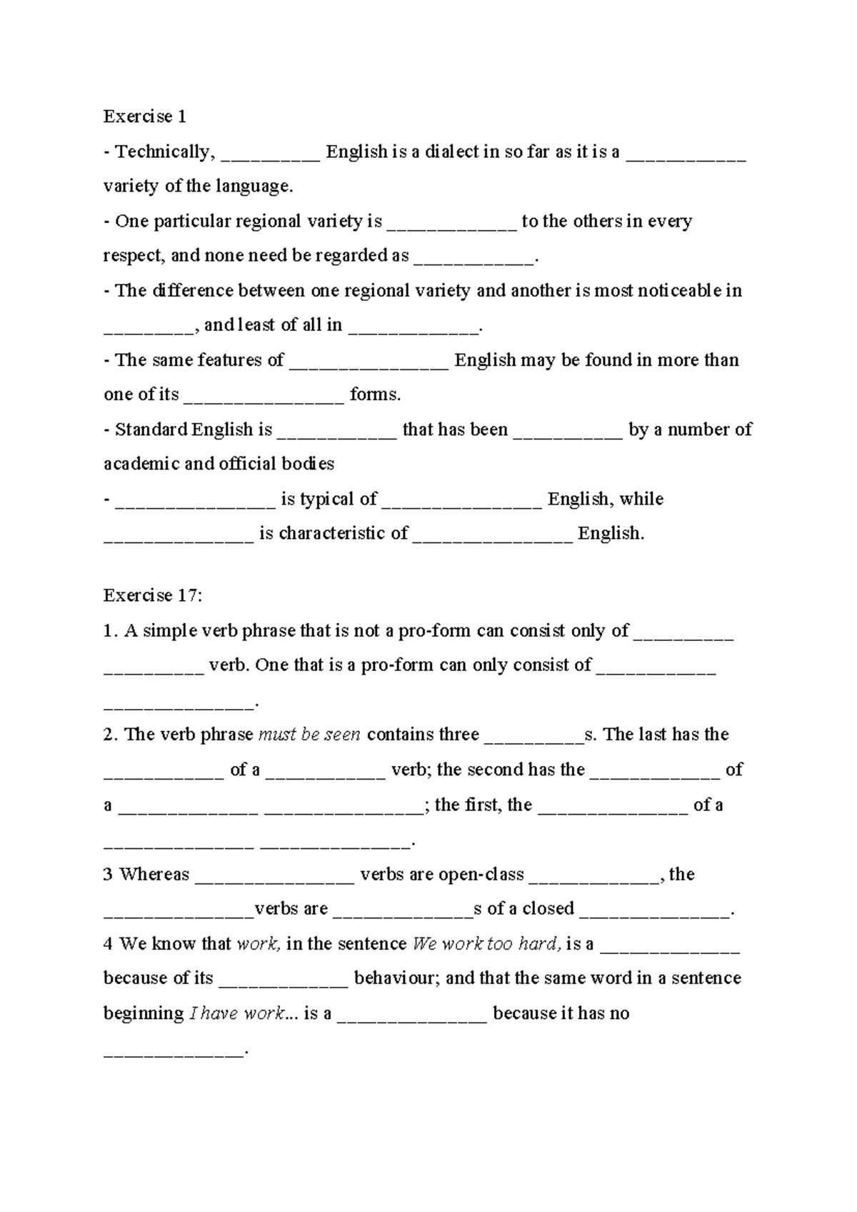 Exercise 1: Understanding English Dialects and Verb Phrases - NPLT ...