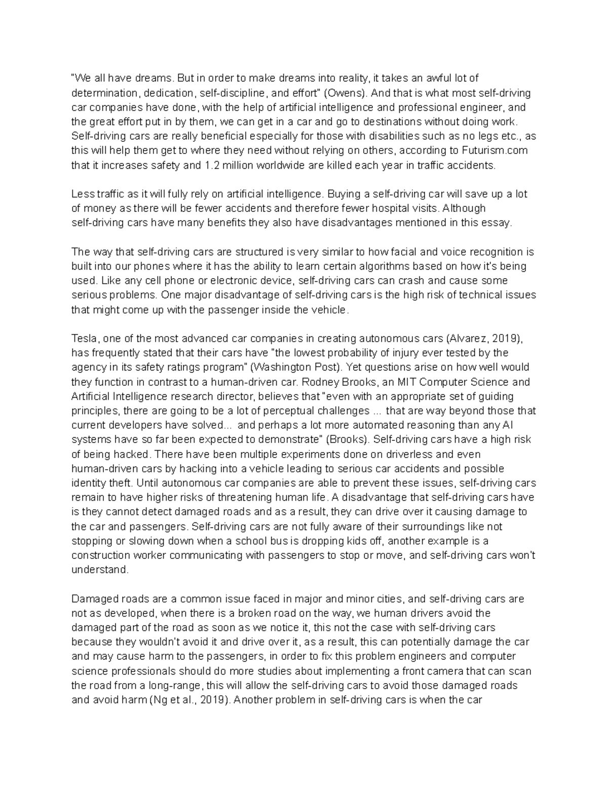 Self-Driving Cars: Analyzing the Pros and Cons [ESSAY] - Studocu