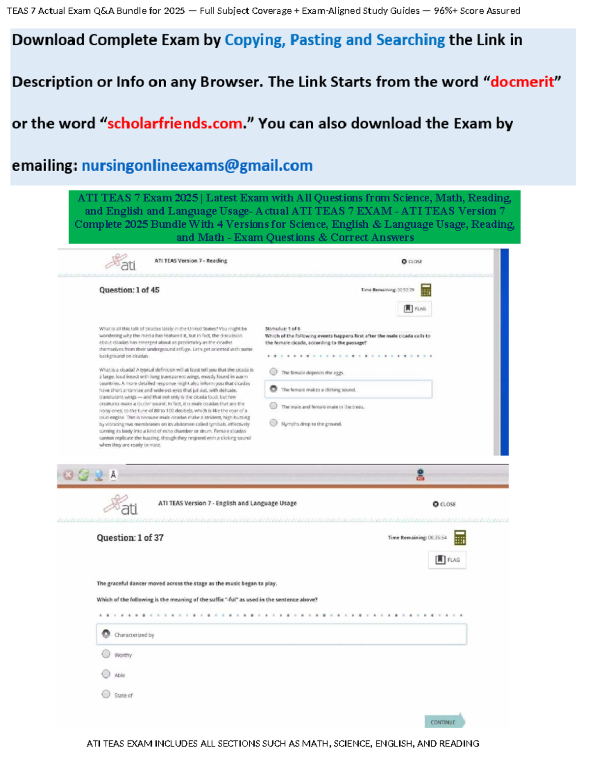 TEAS 7 2025 Actual Exam Bundle: Comprehensive Study Guides for Success ...