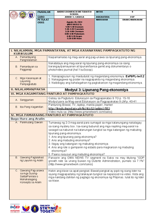 WEEK 8 Unang ARAW - A sample lesson plan in Grade 7 Filipino subject ...
