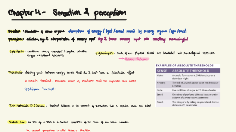 Textbook Chapter 4 - Sensation and Perception Overview - Studocu