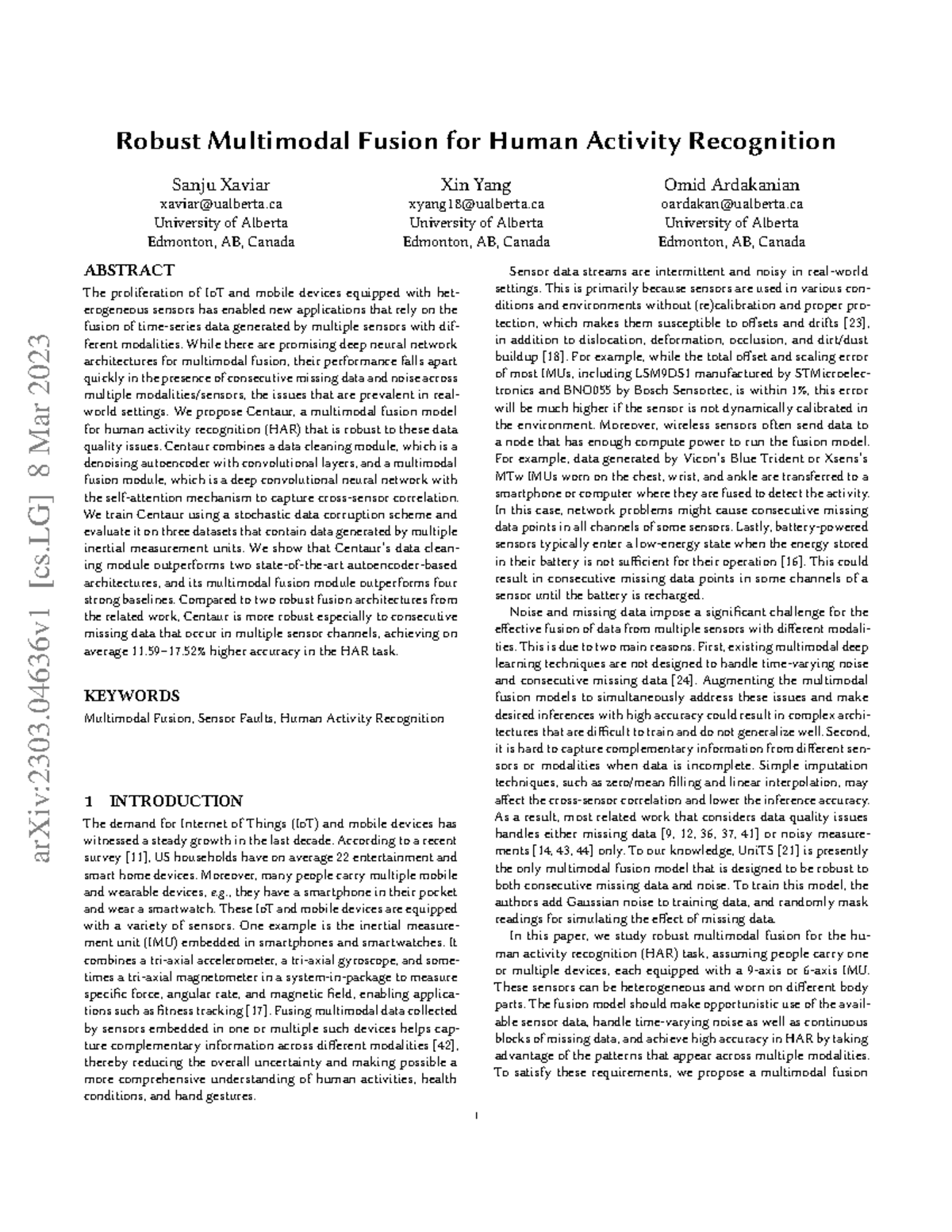 Robust Multimodal Fusion for Human Activity Recognition (2303 - Lecture) - Studocu