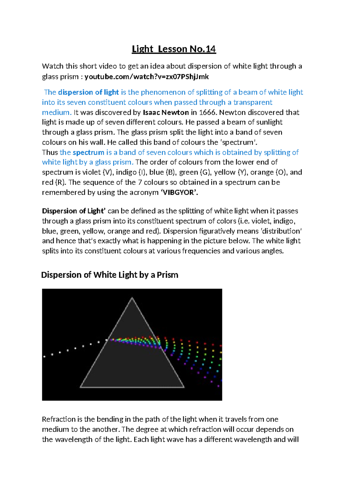 Z- Dispersion of Light Lesson 12: Understanding White Light and Prisms ...