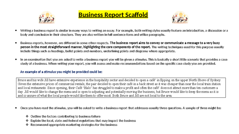 Business Report Scaffold: Writing for Success in BUS101 - Studocu