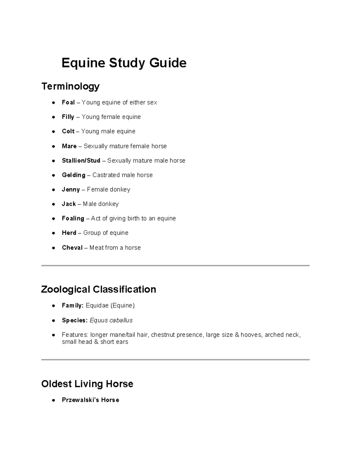 Equine Study Guide: Breeds, Traits & Reproduction (Course Code: EQN101 ...
