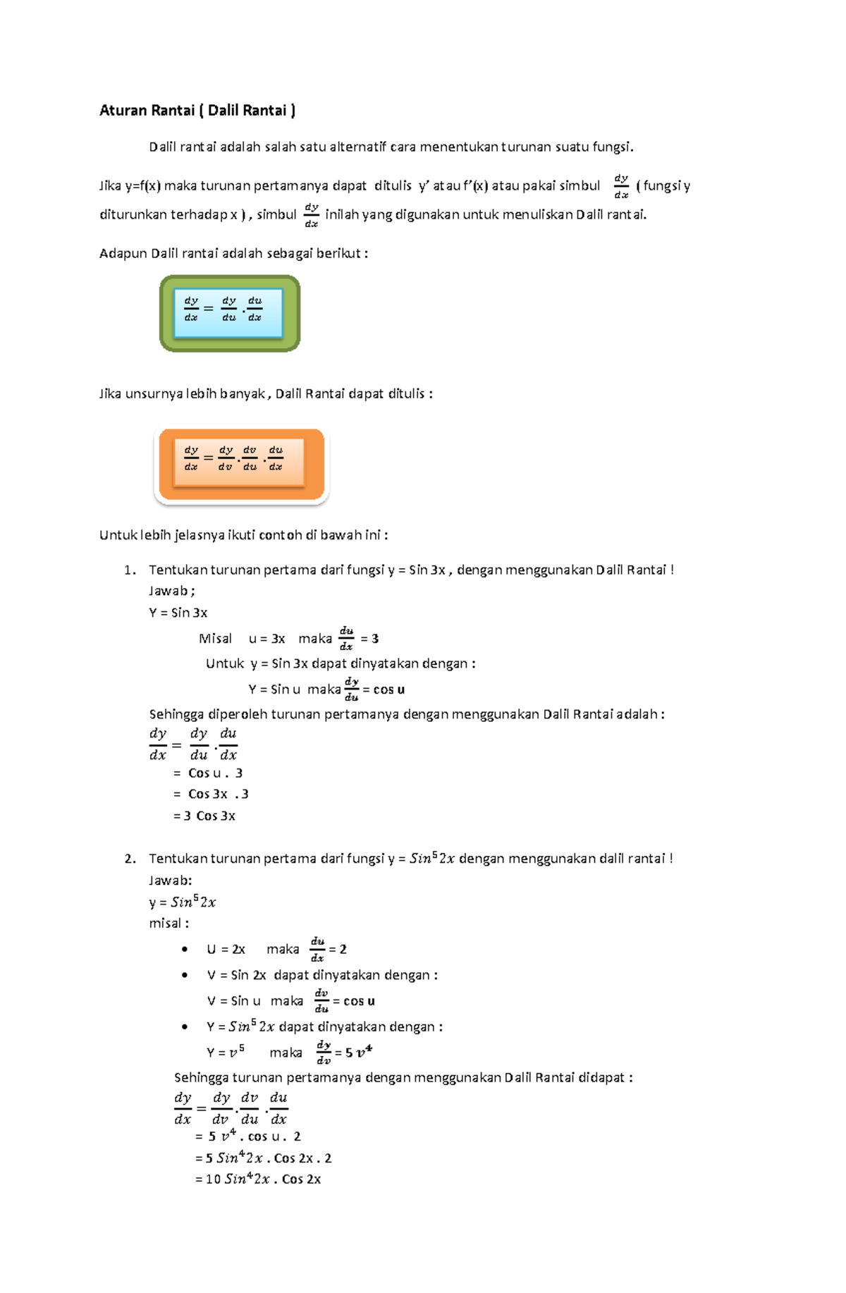 Aturan Rantai: Panduan Menentukan Turunan Menggunakan Dalil Rantai ...