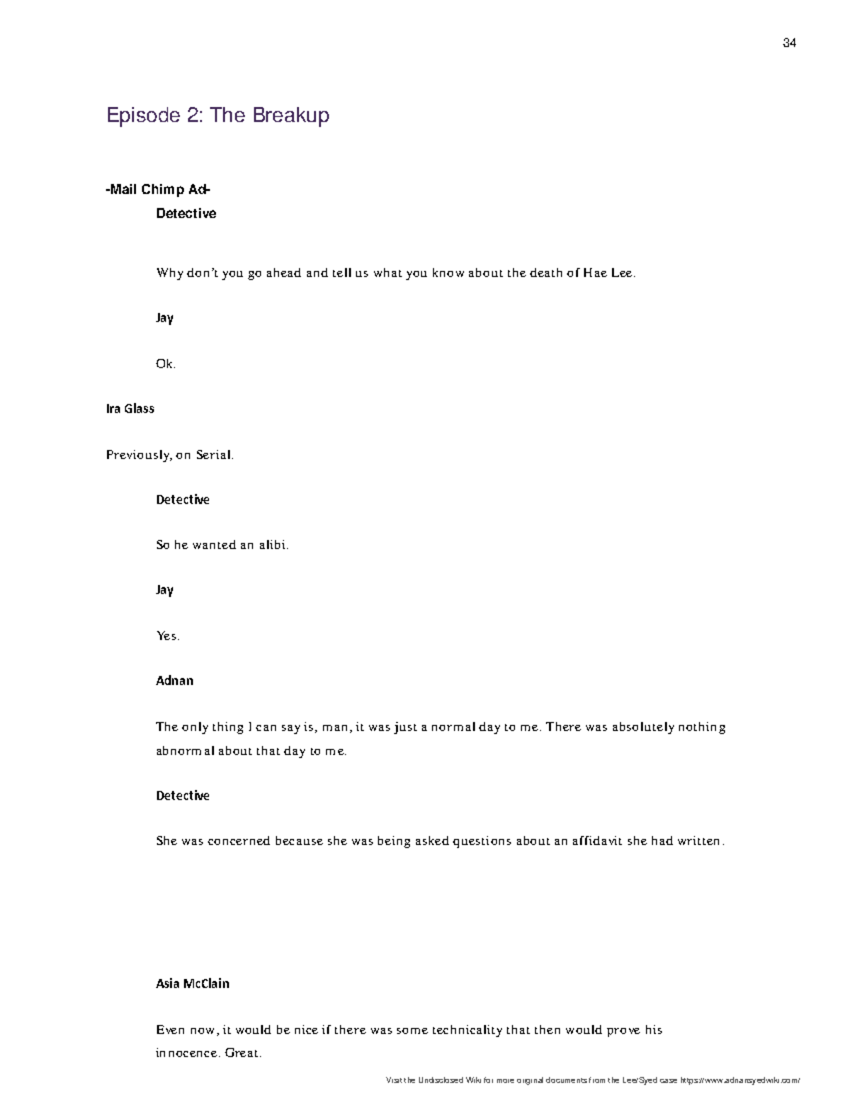 Episode 2 Transcript - Serial Podcast: The Breakup Analysis - Studocu