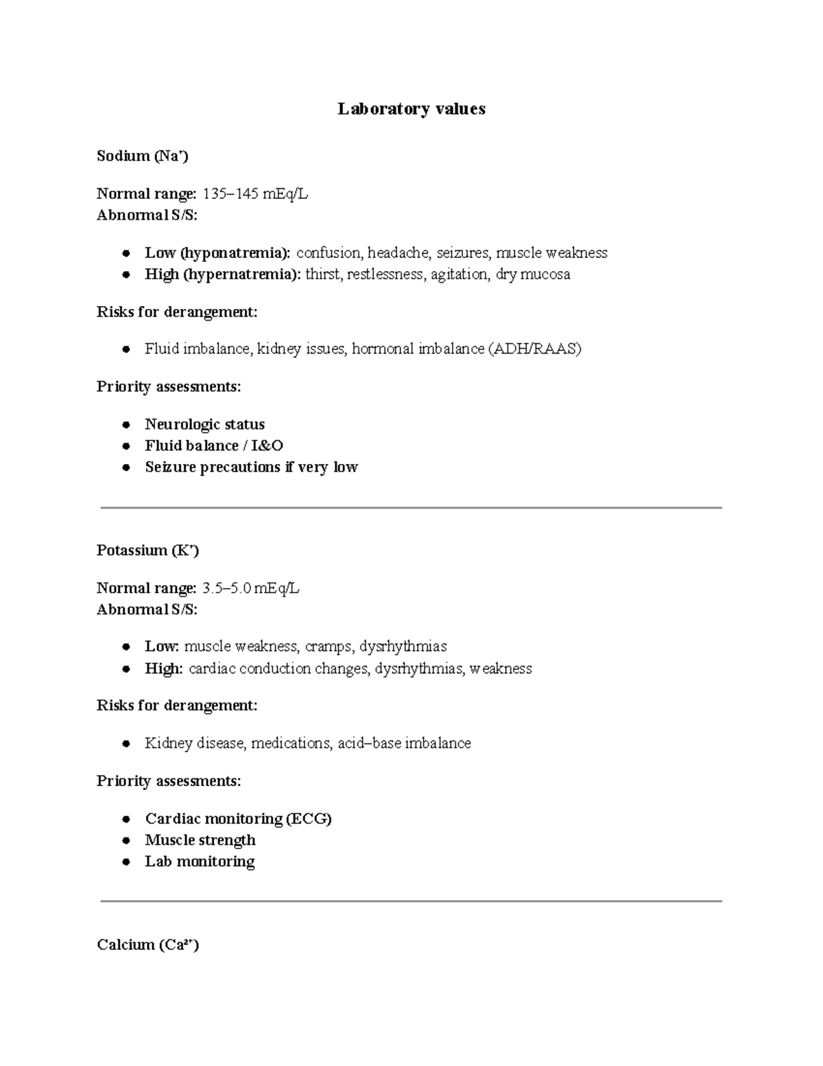 Lab Values Overview: Sodium, Potassium, Calcium, Magnesium, Phosphorus ...
