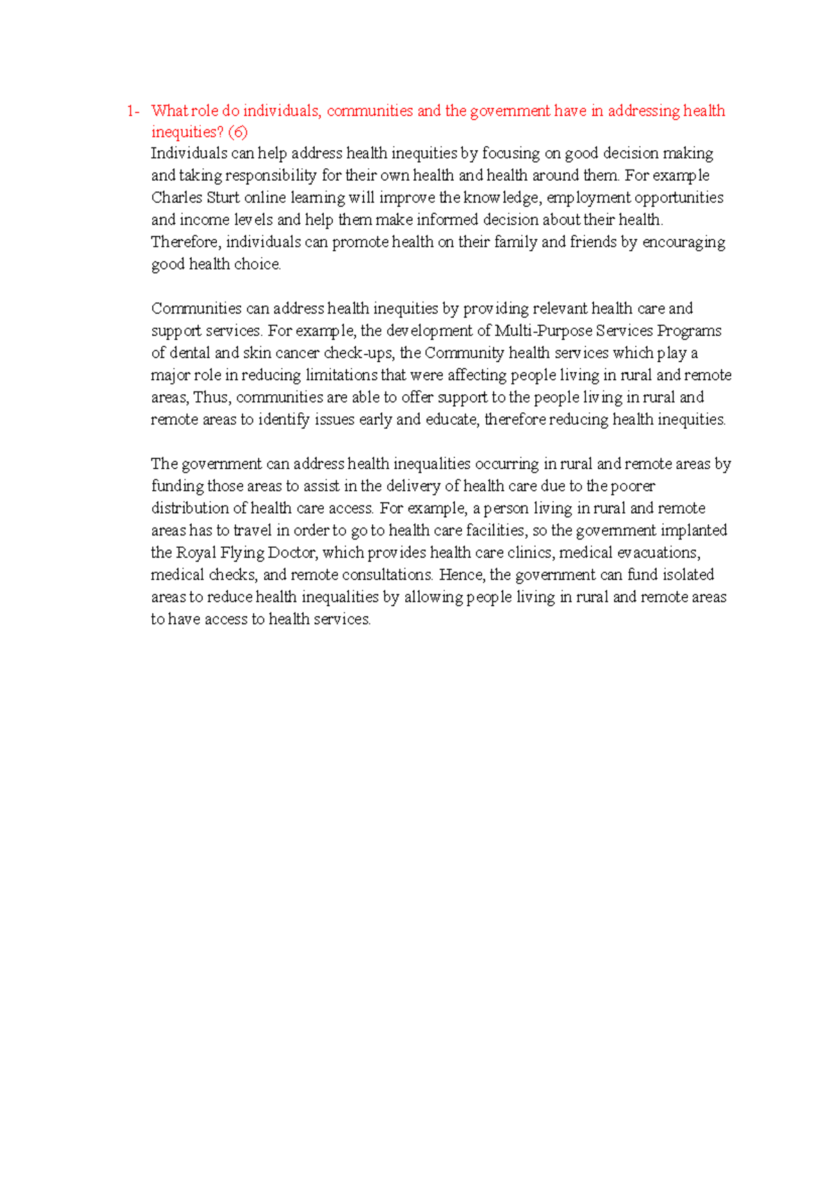 Addressing Health Inequities: Roles of Individuals, Communities & Gov't ...