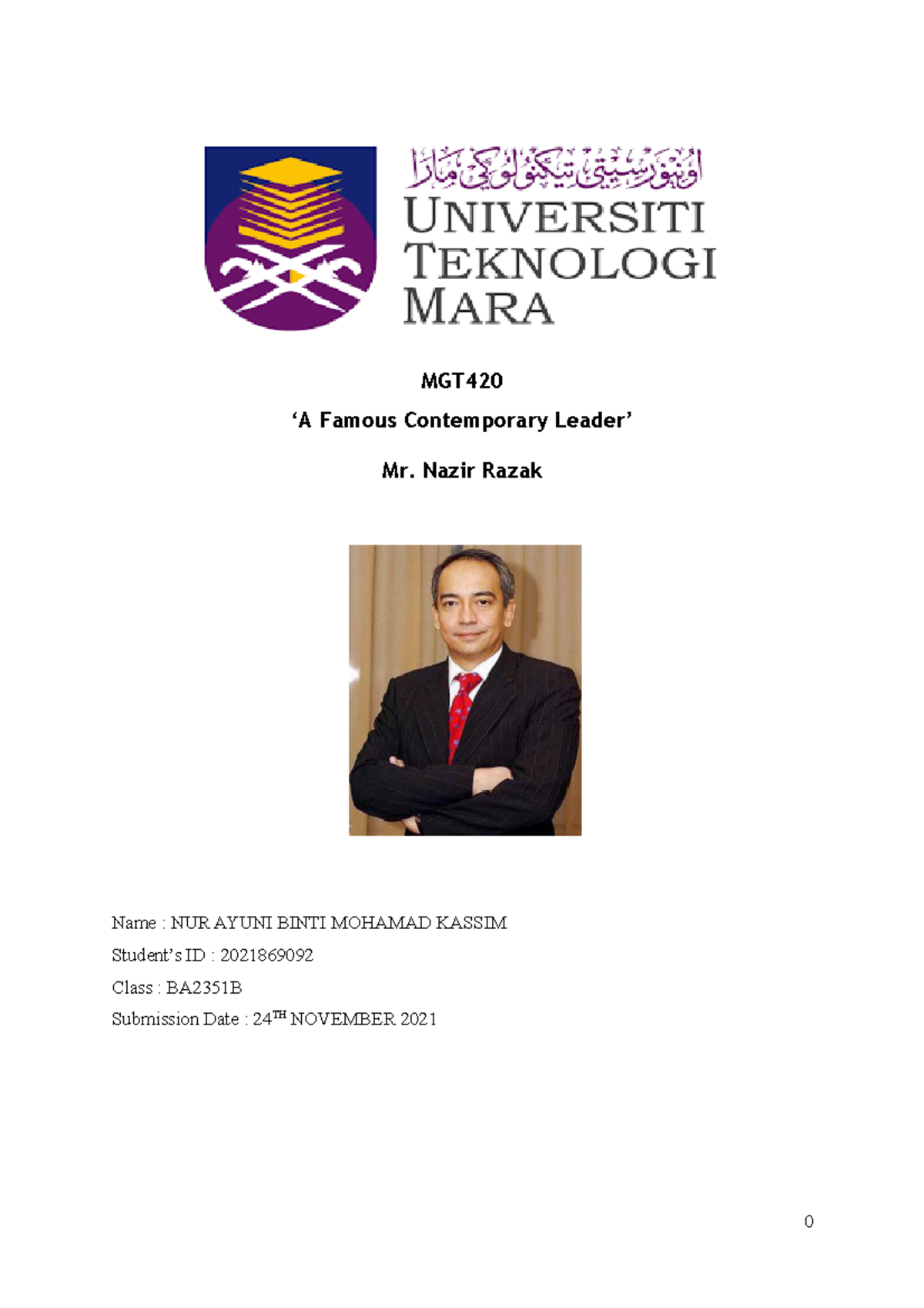 A contemporary leadership of nazir razak - MGT ‘A Famous Contemporary ...