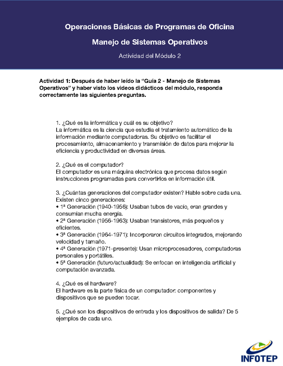 Operaciones Básicas de Programas de Oficina - Actividad Módulo 2 - Studocu