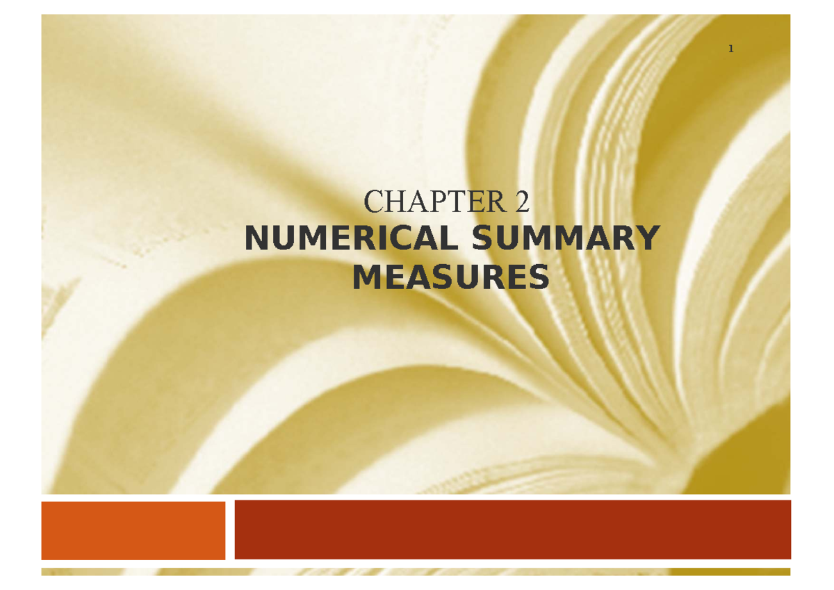 Chapter 2: Numerical Summary Measures (Stat 101) - Measures of Center - Studocu