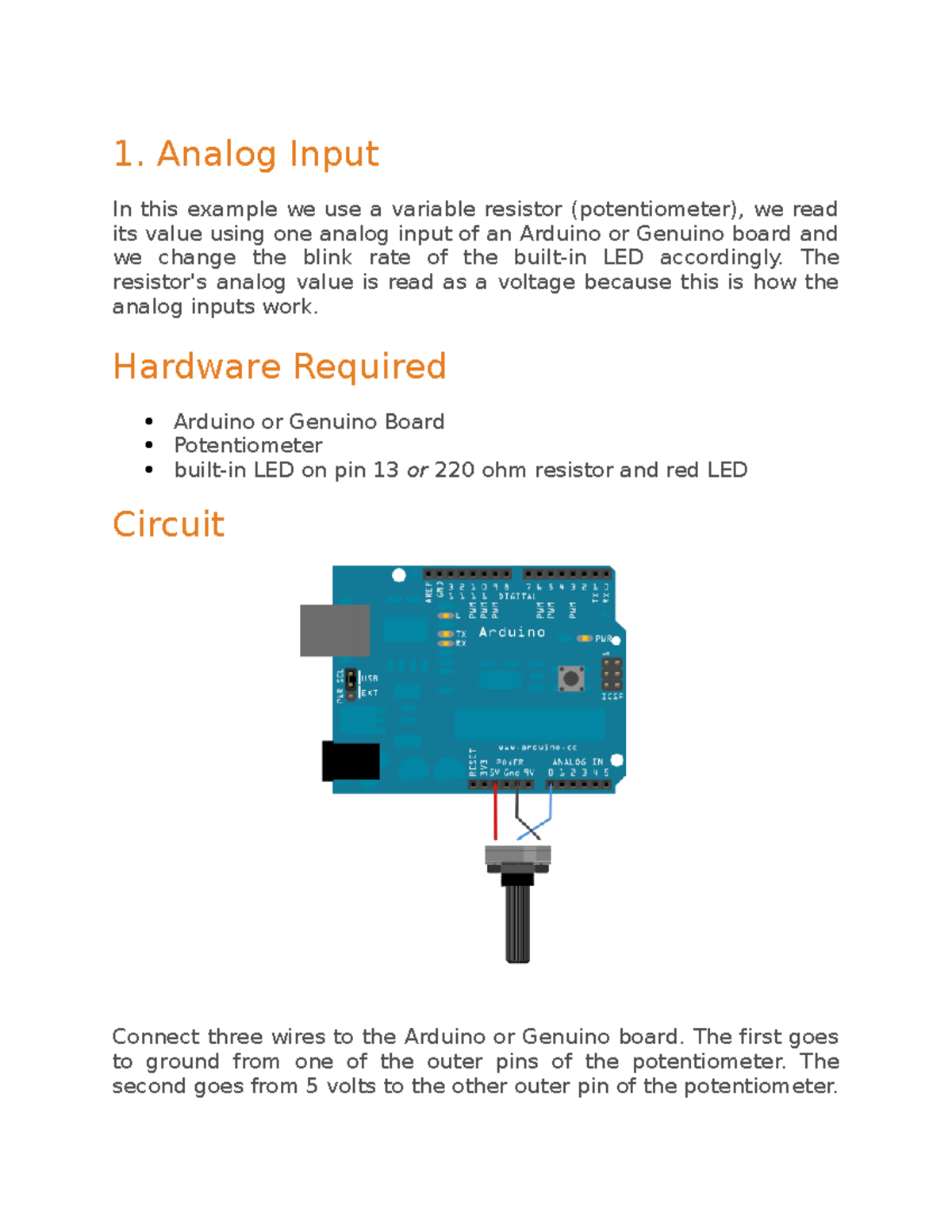 Analog Input Read: Arduino Potentiometer & LED Control Guide - Studocu